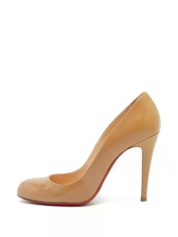 CHRISTIAN LOUBOUTIN Simple Patent Leather Round Toe Stiletto Heel Pumps