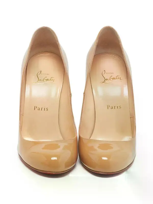 CHRISTIAN LOUBOUTIN Simple Patent Leather Round Toe Stiletto Heel Pumps