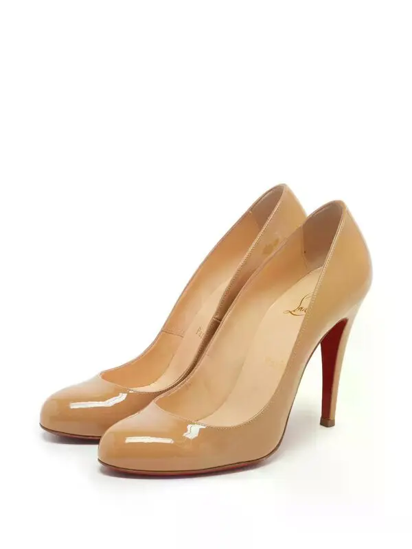 CHRISTIAN LOUBOUTIN Simple Patent Leather Round Toe Stiletto Heel Pumps