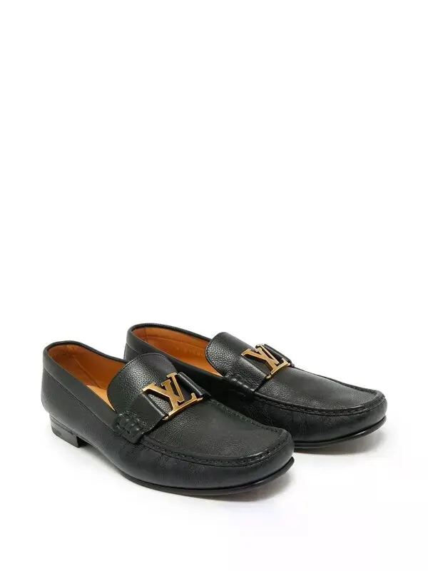 LOUIS VUITTON Leather Grained Montaigne Loafers