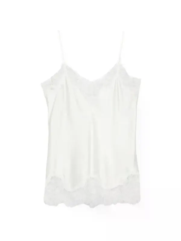 MANSPHIL V-neck Lace-trimmed Satin Top