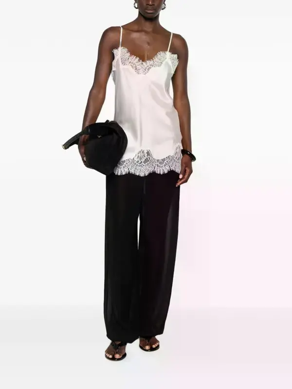 MANSPHIL V-neck Lace-trimmed Satin Top