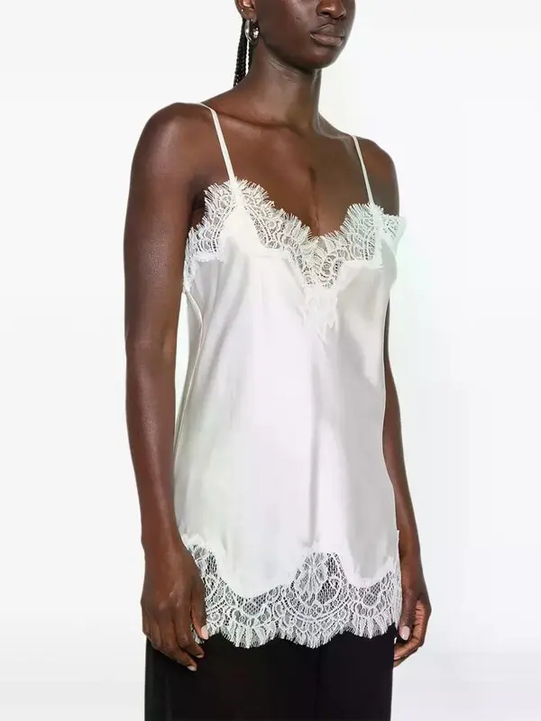 MANSPHIL V-neck Lace-trimmed Satin Top