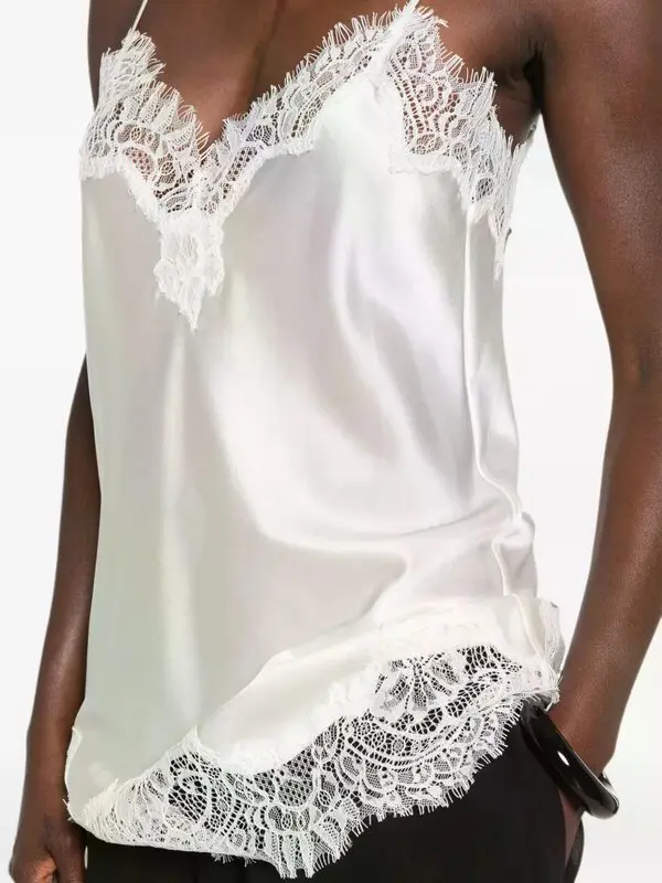 MANSPHIL V-neck Lace-trimmed Satin Top
