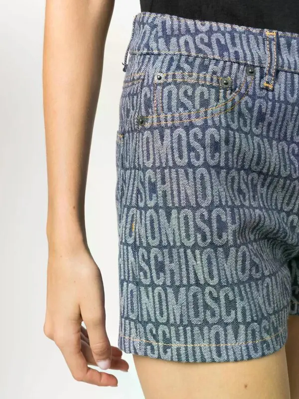 Moschino Monogram Jacquard Denim Shorts
