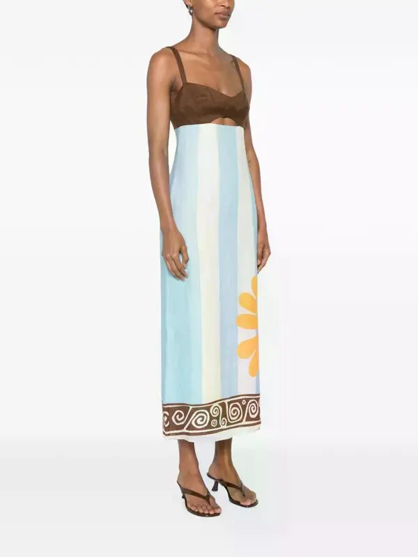 CALA DE LA CRUZ Nara Striped Midi Dress
