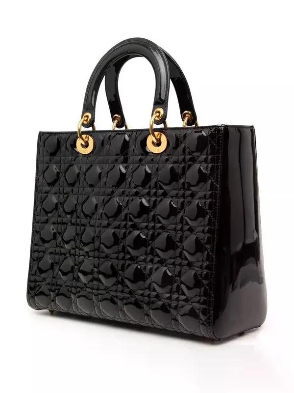 Dior Large Patent Cannage Lady Satchel - Black