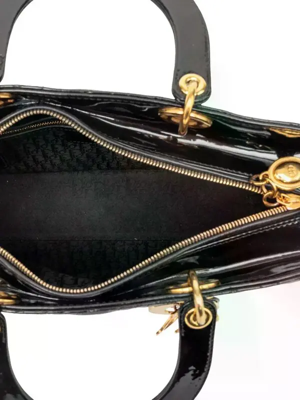 Dior Large Patent Cannage Lady Satchel - Black