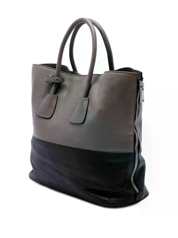 Prada Bicolor Cervo Deerskin Convertible Tote Satchel - Grey