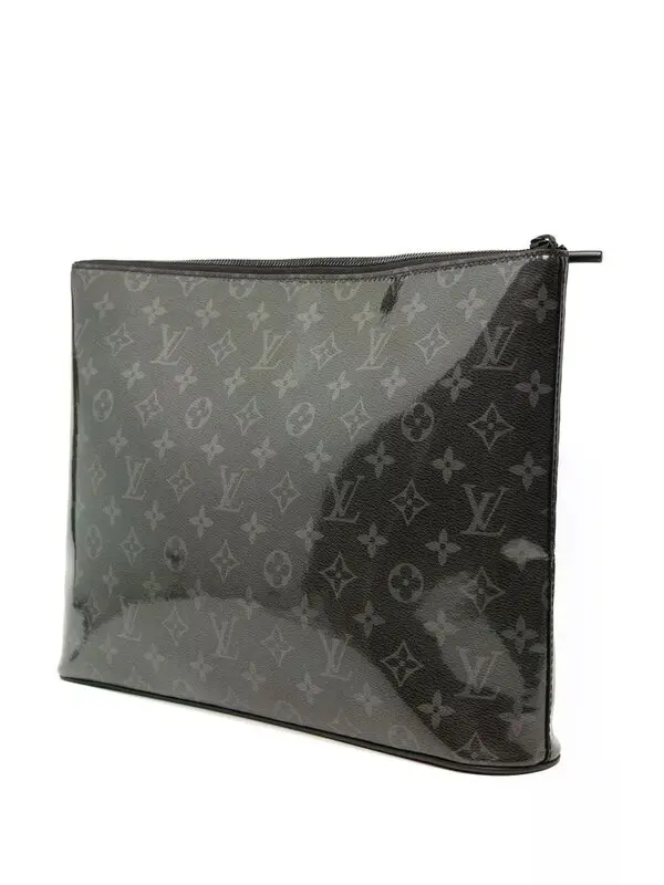 LOUIS VUITTON Monogram Glaze Pochette Cosmos Clutch Bag - Black