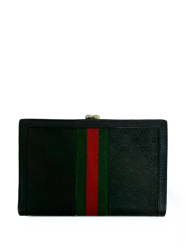 Gucci 20th Century Micro Gg Supreme Web Bifold Wallet Small Wallets - Black