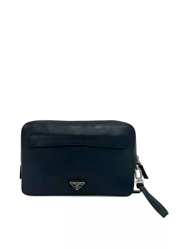 Prada Saffiano Leather Portfolio Zip Clutch Bag