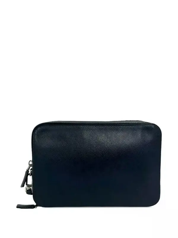 Prada Saffiano Leather Portfolio Zip Clutch Bag