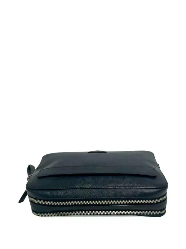 Prada Saffiano Leather Portfolio Zip Clutch Bag