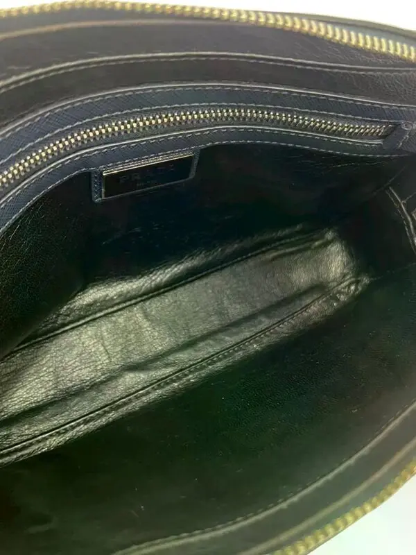 Prada Saffiano Leather Portfolio Zip Clutch Bag