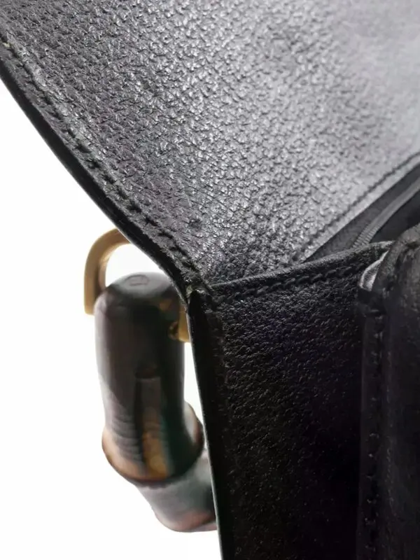 Gucci Calfskin Bamboo Night Satchel - Black