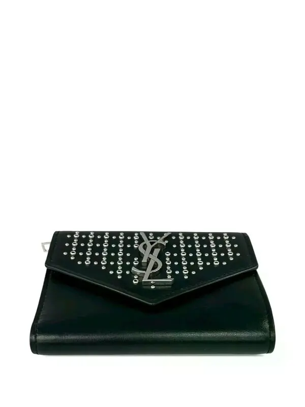 Saint Laurent 20th Century Studded Leather Monogram Bifold Wallet Small Wallets