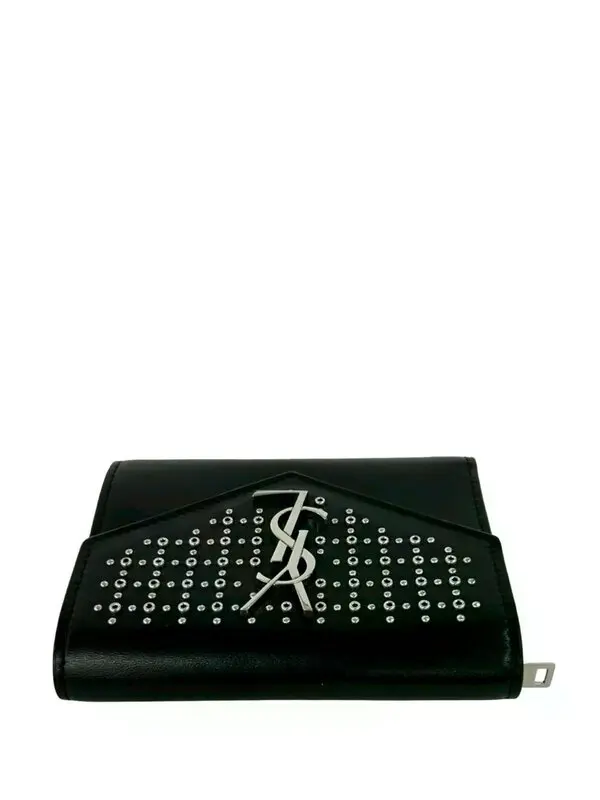 Saint Laurent 20th Century Studded Leather Monogram Bifold Wallet Small Wallets