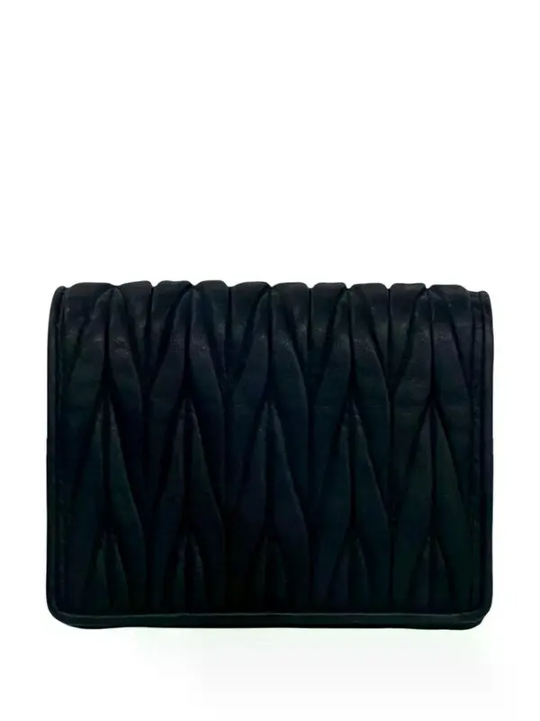 Miu Miu 2010-2026 Matelasse Leather Bifold Wallet Small Wallets - Black