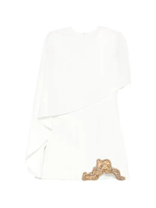 Rachel Gilbert Amari Cape Detail Mini Dress - Neutrals