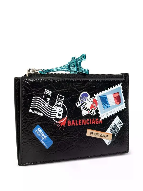 Balenciaga Cash Sticker-print Eiffel Tower-charm Cardholder