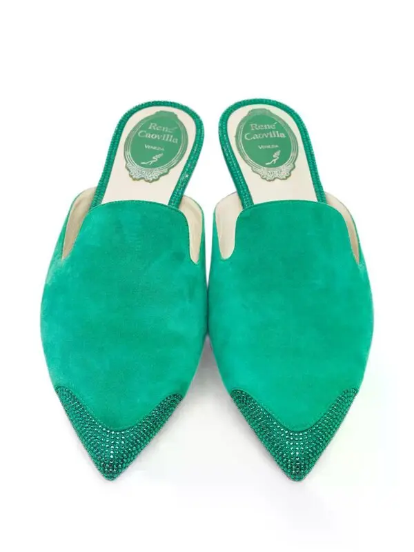 Rene Caovilla Embellished Suede Mules