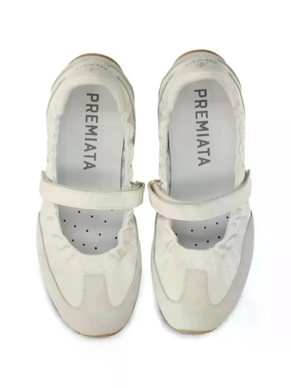 Premiata Rina 8305 Technical Fabric And Suede Ballet Flats - Neutrals