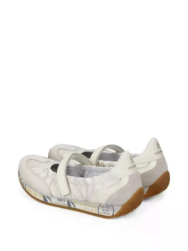 Premiata Rina 8305 Technical Fabric And Suede Ballet Flats - Neutrals