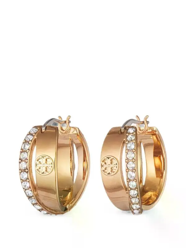 Tory Burch Icon Pavé Double Hoop Earrings - Pink