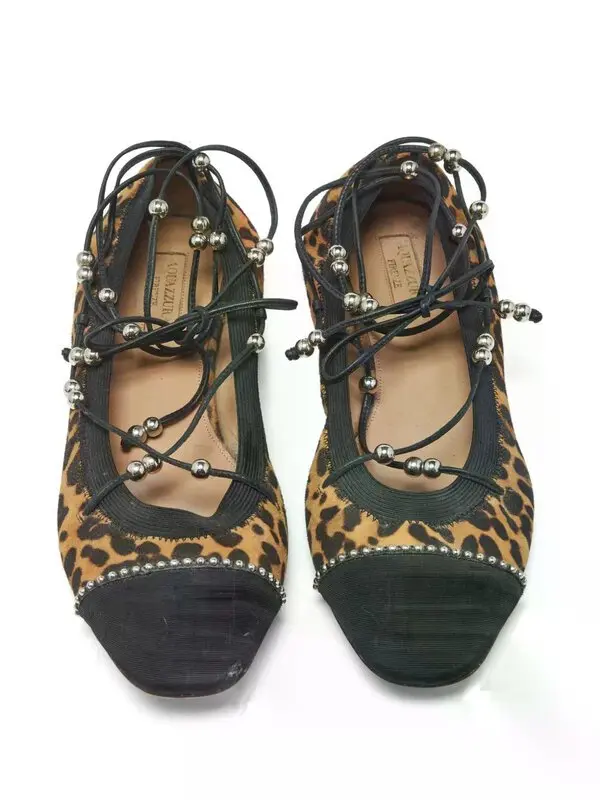 AQUAZZURA Leopard-print Tie-fastening Ballet Flats