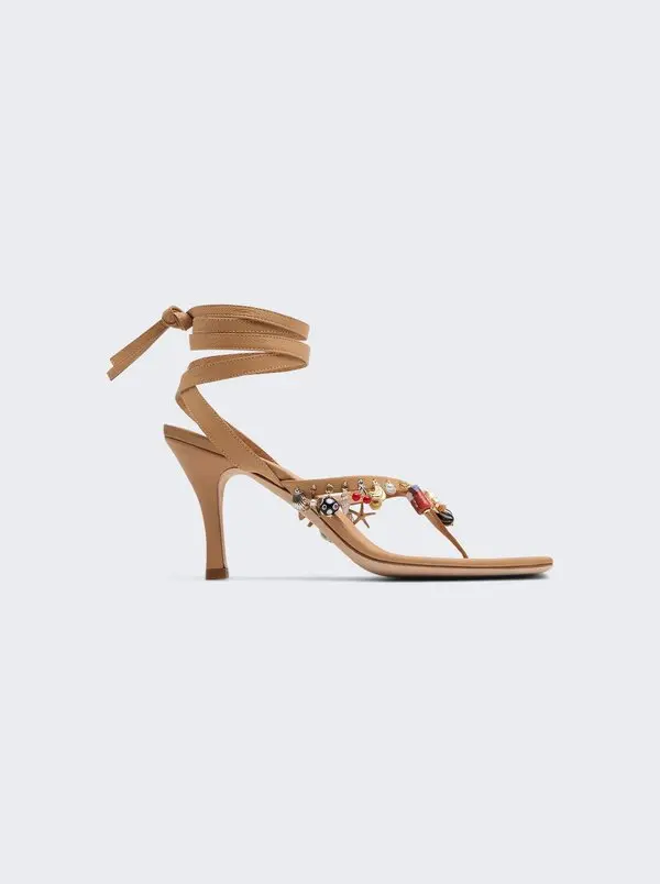 Christopher Esber Memento Charm Flip Flop Heel - Nude