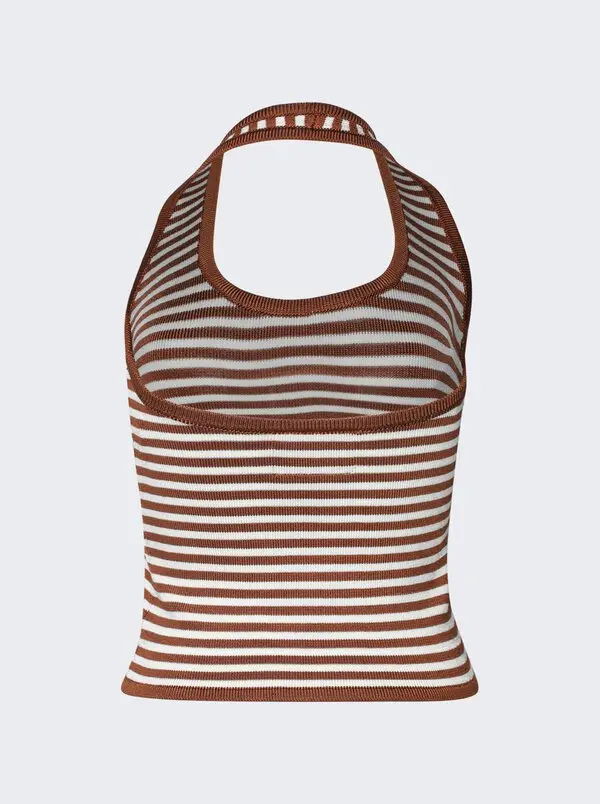 Calle Del Mar Halterneck Striped Suede Tank