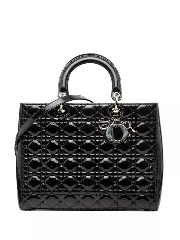 Dior Large Patent Cannage Lady Satchel - Black