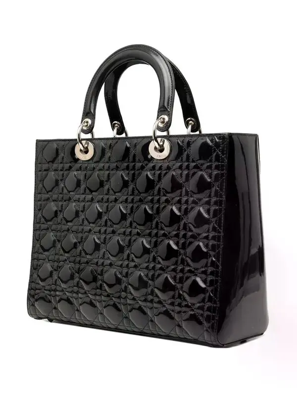 Dior Large Patent Cannage Lady Satchel - Black