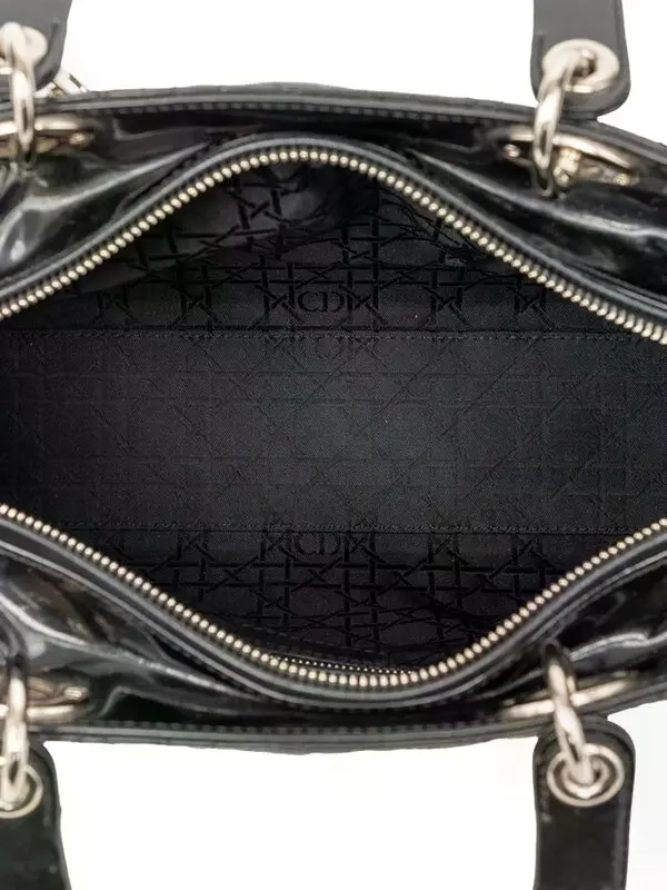 Dior Large Patent Cannage Lady Satchel - Black