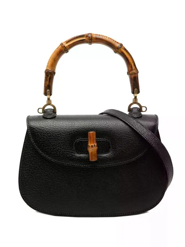 Gucci Small Grained Calfskin Bamboo Night Satchel - Black