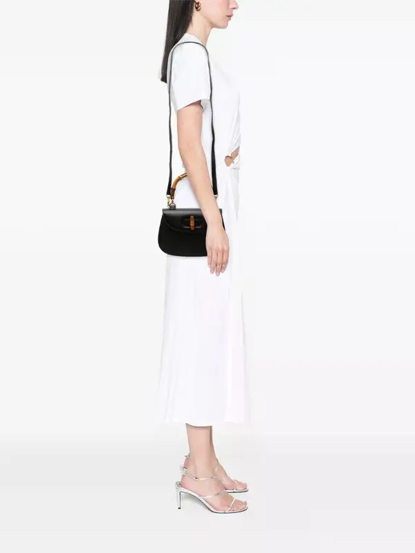 Gucci Small Grained Calfskin Bamboo Night Satchel - Black
