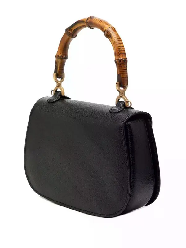 Gucci Small Grained Calfskin Bamboo Night Satchel - Black
