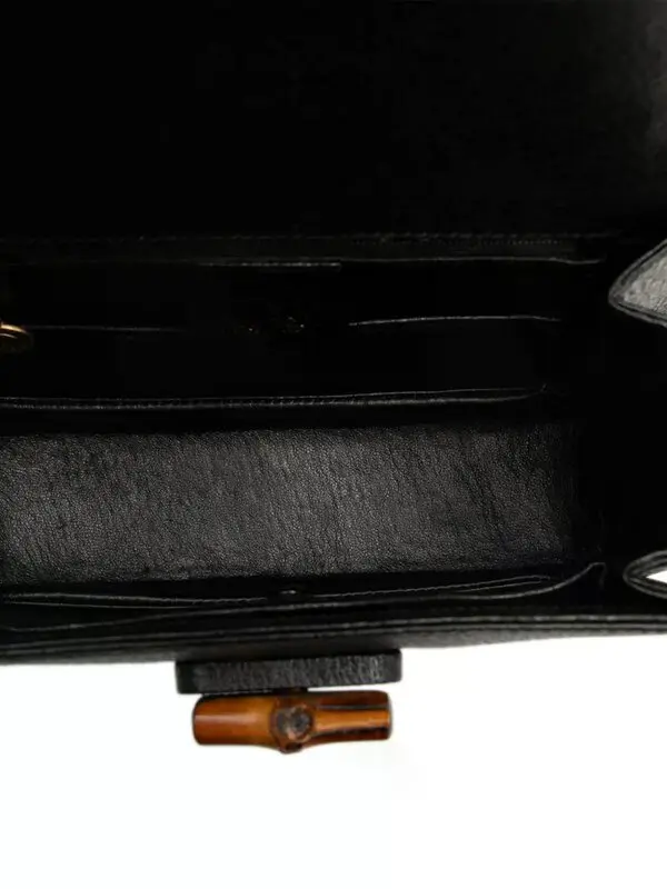 Gucci Small Grained Calfskin Bamboo Night Satchel - Black