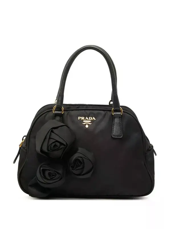 Prada Rose Embellished Tessuto Handbag