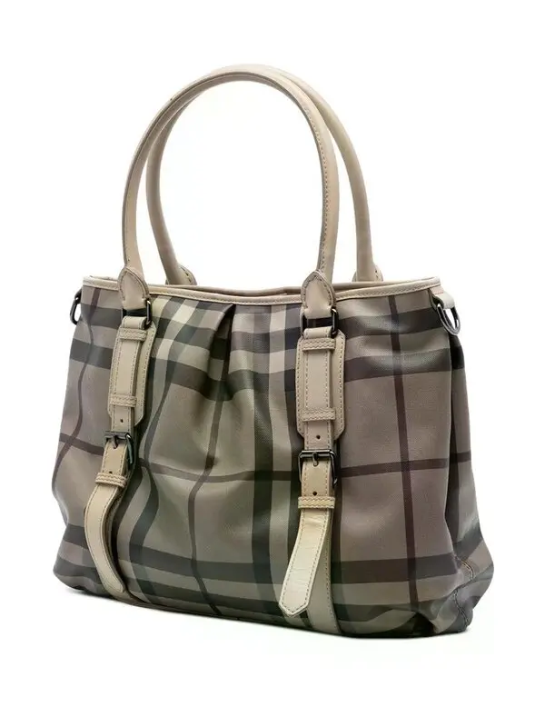 Burberry Smoked Check Coated Canvas Satchel - Neutrals