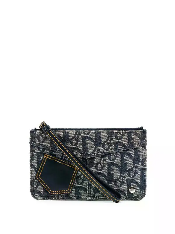 Dior Diorissimo Trotter Canvas Wristlet Pouch - Blue
