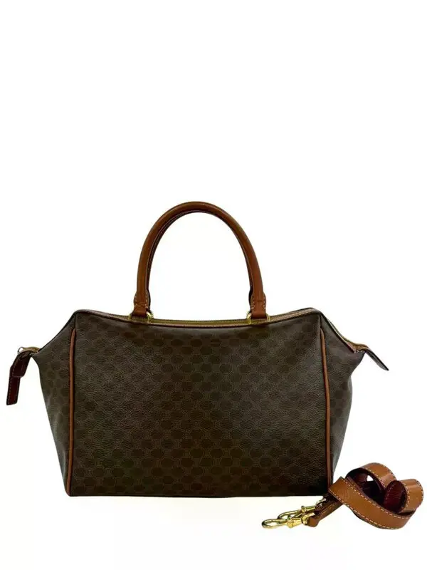 Celine Macadam Coated Canvas Satchel - Brown