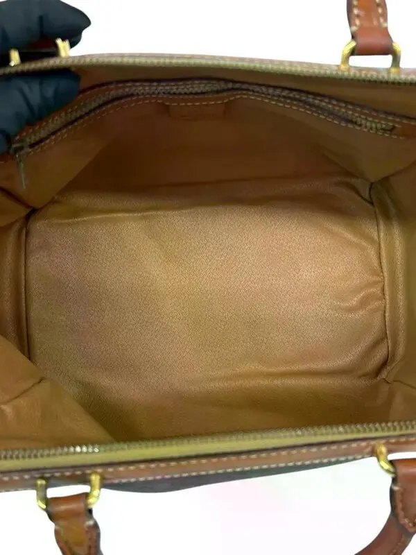 Celine Macadam Coated Canvas Satchel - Brown