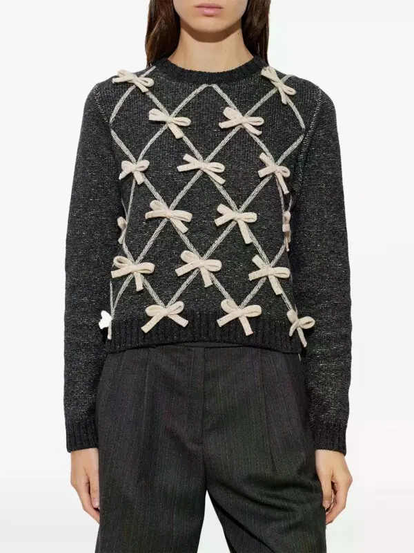 Moschino Diamond-knit Sweater With Bow Embellishments