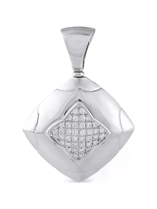 BVLGARI 18k White Gold Diamond Pyramid Pendant