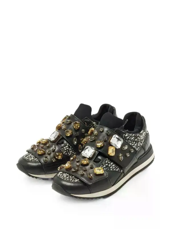Dolce & Gabbana Space Crystal-embellished Leather Sneakers