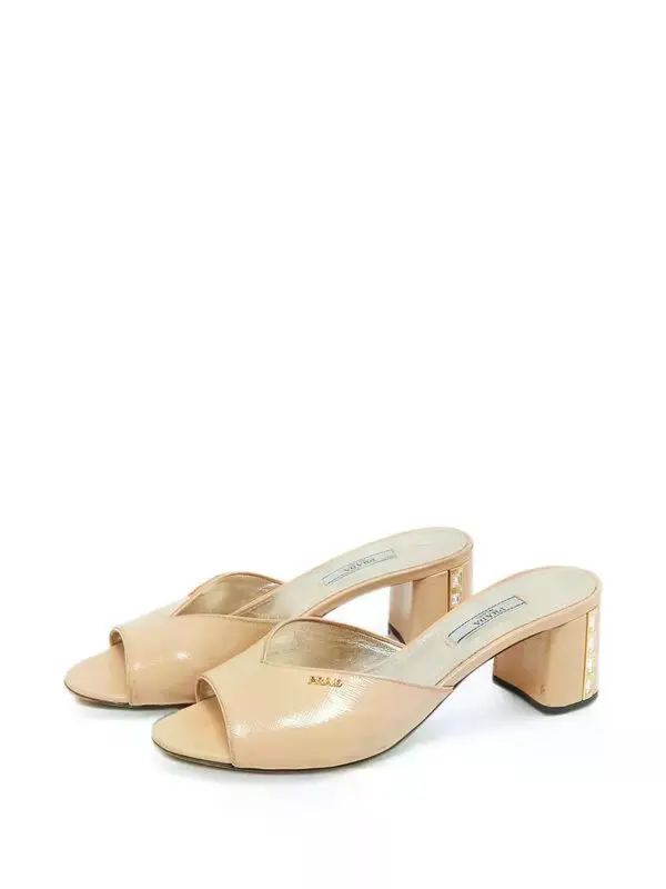 Prada Saffiano Crystal Embellished Sandals