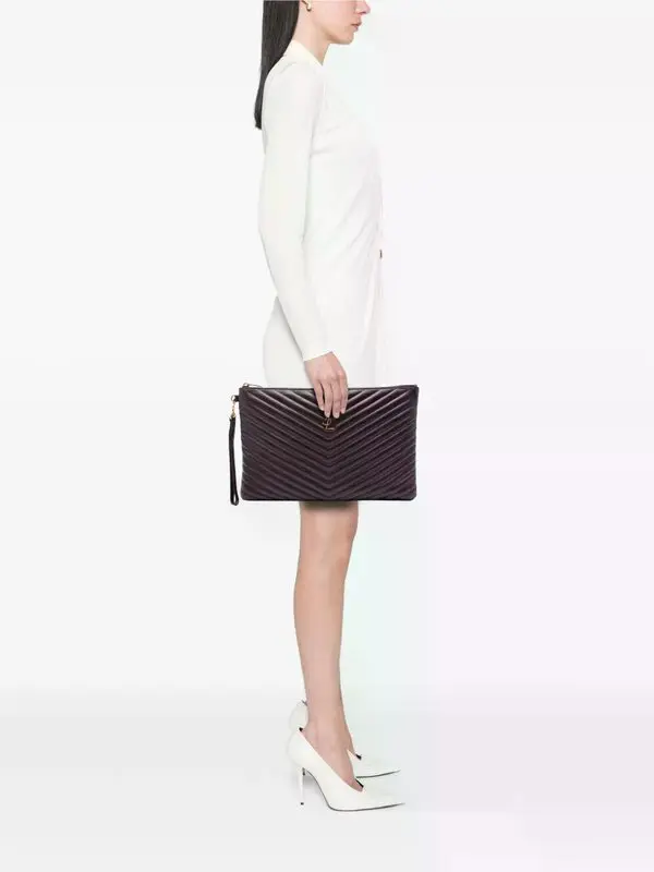 Saint Laurent Chevron Calfskin Cassandre Document Holder Clutch Bag