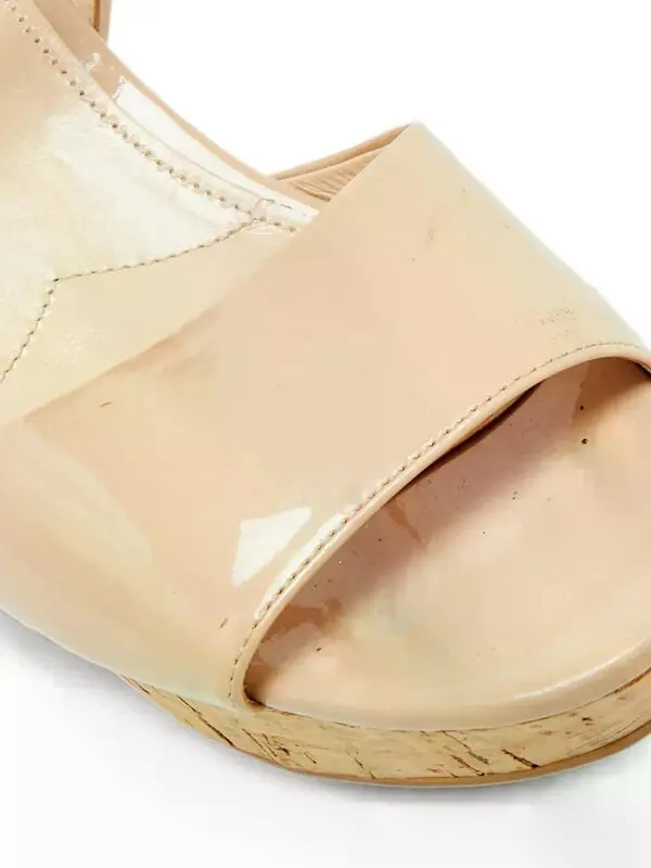 Prada Beige Patent Leather Buckle-fastening Sandals